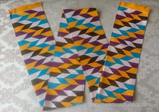 Kente Fabric Strip Ghana Cotton Cloth, Authentic Handwoven Piece ...