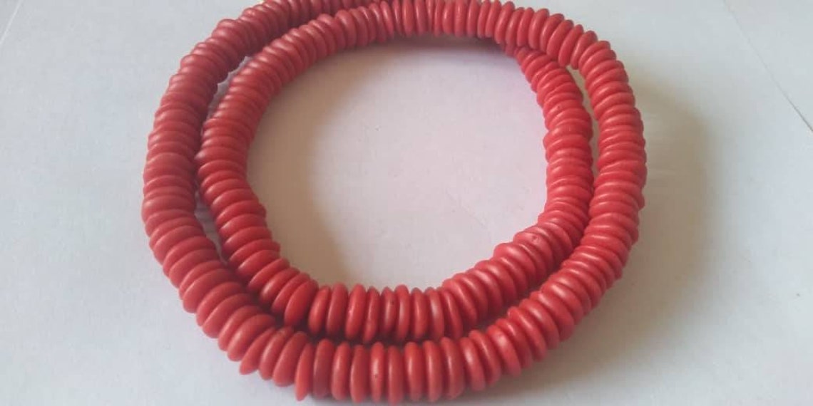 African Beads Ghana Krobo Recycled Glass Spacers Disc/Doughnut ...