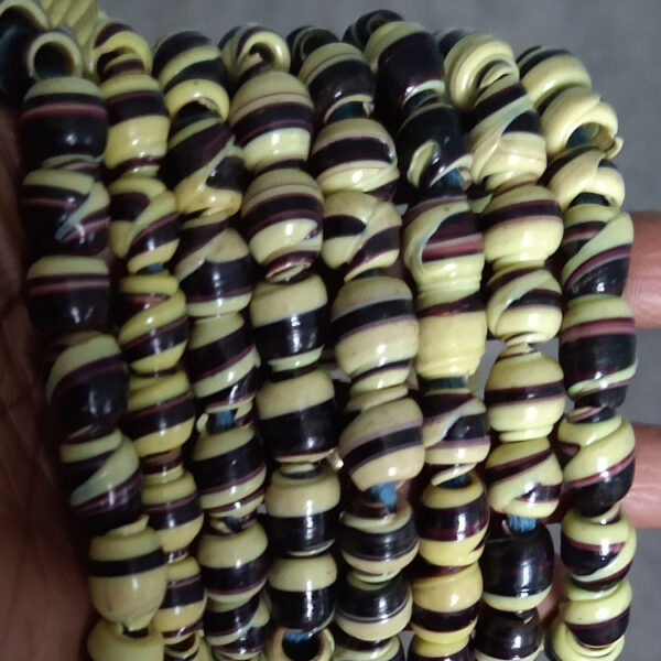 African Beads Handmade Upcyled Recycled Plastic 10-14mm Custard/Grape ...
