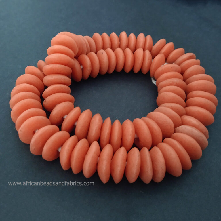 Large African Beads, Ghana Krobo Recycled Glass Spacers, Disc, Doughnut ...